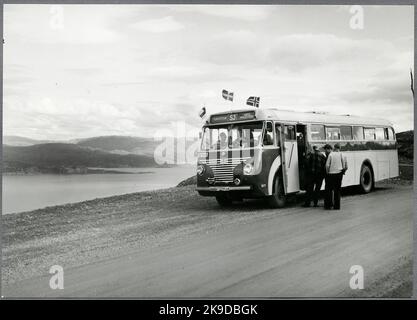 State Railways, SJ Bus 1877 at the viewpoint over the Altafjord Stock ...