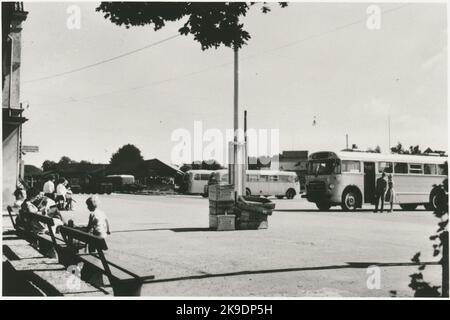 The bus station at Visby harbor Stock Photo - Alamy