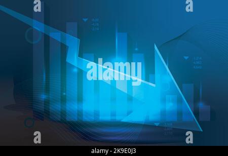 Bar Chart Graph Down Arrow Line Icon. Depreciate Depreciation Downward Trend Linear Sign. Loss ...