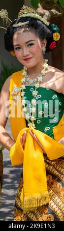 Indonesia, Java, Borobudur. Cultural folkloric dancers in traditional ...