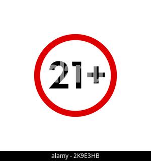 21 restriction prohibition sign. Stop hand icon. Age limit symbol, halt ...