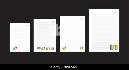 Design of note book refills in sizes A5, A4, B5 and unesco sizes. Ready ...