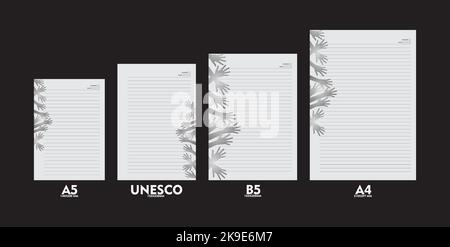 Design of note book refills in sizes A5, A4, B5 and unesco sizes. Ready ...
