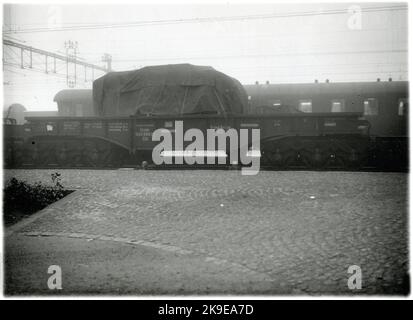 German special carts in Trelleborg station. Special cart with number ...