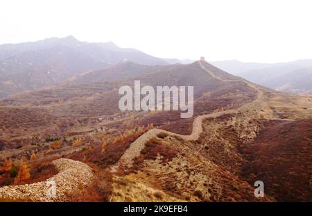 ZHANGJIAKOU, CHINA - OCTOBER 28, 2022 - Autumn scenery are seen at ...