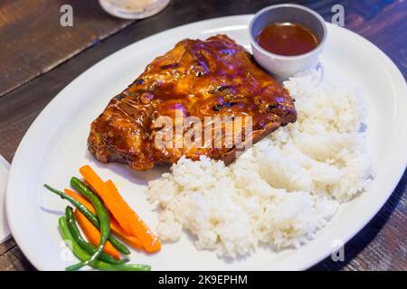 Filipino chicken barbecue at a local restaurant in Boracay Island ...