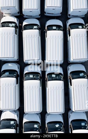 DONCASTER, UK - OCTOBER 13, 2022. An aerial view of Hitach Azuma diesel ...