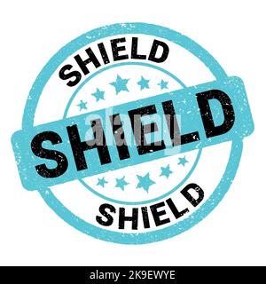SHIELD text written on blue-black lines stamp sign Stock Photo - Alamy