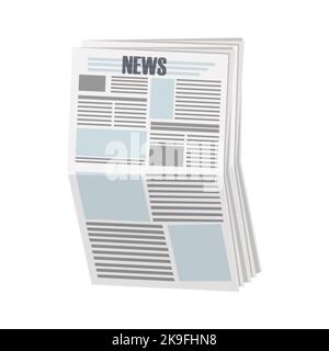 Newspaper pile, stack of magazine with rope in cartoon style isolated ...