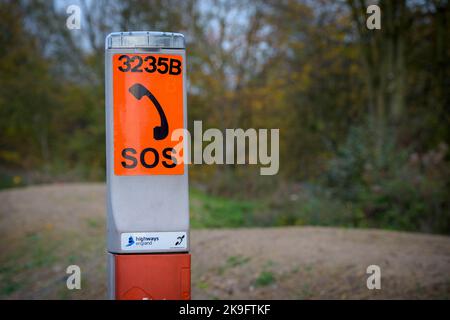 smart motorway emergency refuge and sos phone on M1 motorway without ...