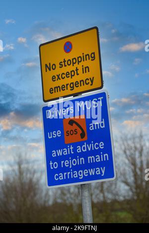 smart motorway emergency refuge and sos phone on M1 motorway without ...