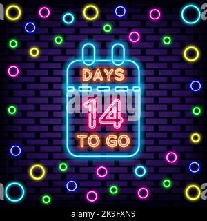 3 Days To Go Neon signboards. Glowing with colorful neon light. Light ...