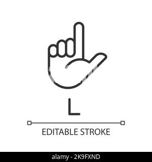 S in American sign language pixel perfect white linear icon for dark ...