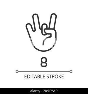 Digit eight sign in ASL pixel perfect RGB color icon Stock Vector Image ...