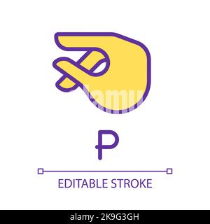 Letter K sign in ASL pixel perfect RGB color icon Stock Vector Image ...