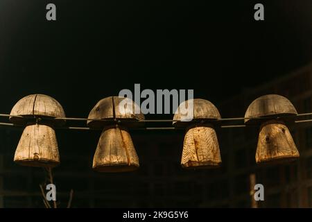 Fun and hard adventure park captured in the nighttime Stock Photo - Alamy