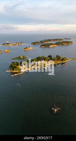 An aerial shot of the Thimble Islands in Branford, CT, USA Stock Photo ...