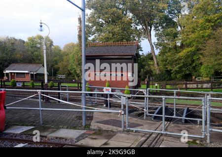 Miniature railway, Heath Park views, Cardiff. October 2022. Autumn. cym ...