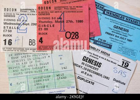 Ticket stubs for Genesis concerts at Birmingham NEC, Hammersmith Odeon ...