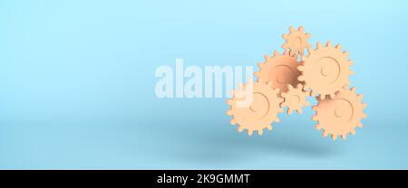 Business Process Concept: Gears engaging. Web banner format Stock Photo ...