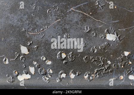 Damaged coating on non-stick frying pan with dangerous scratched teflon ...