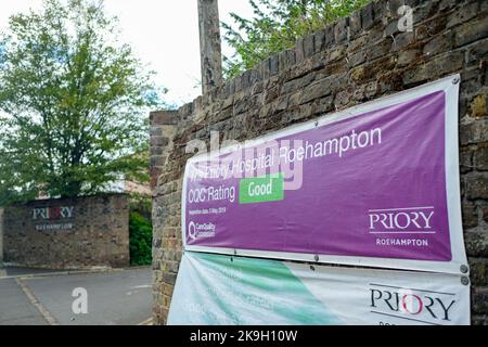 London- October 2022: Priory Roehampton AKA The Priory, a mental health ...