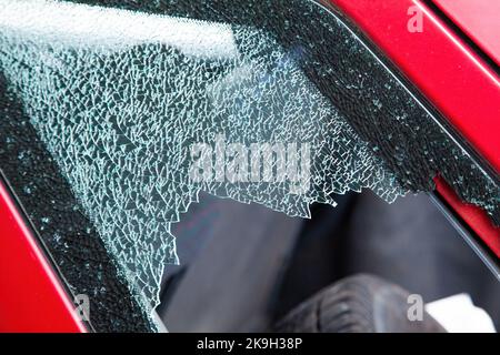 Car with broken windows. A criminal incident. Broken glass window car ...