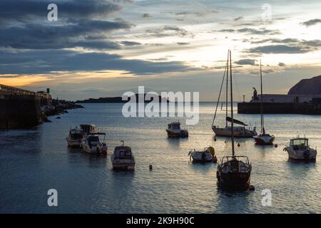 Port of Bermeo at sunrise Stock Photo - Alamy