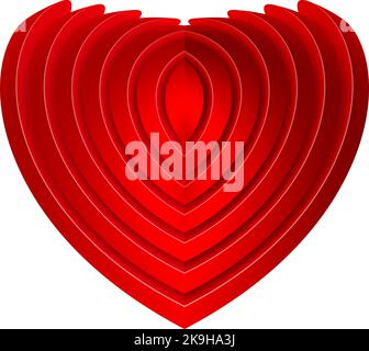 Red embossed heart isolated on a white background Stock Vector Image ...