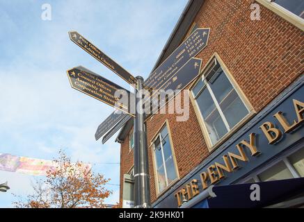 Tourist information signpost in Tamworth, Staffordshire, UK Stock Photo ...
