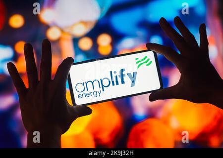 In this photo illustration, the Amplify Energy Corp logo is displayed ...