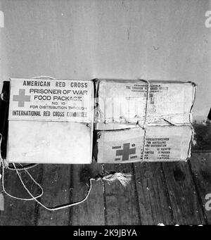 Prisoner of war in Trelleborg. Package with the text American Red Cross ...
