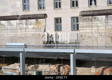 Tourists gather at the outdoor Topography of Terror Museum on site of ...