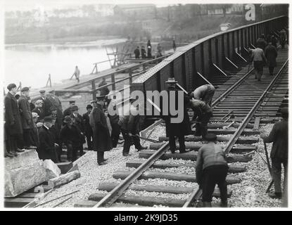 Bridge construction over Ätran. Rails Stock Photo - Alamy