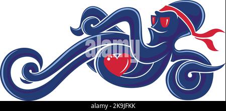 Octopus riding chopper bike vector illustration Stock Vector Image ...