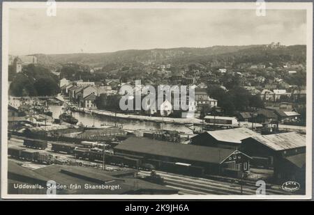 View from Skansberget over Uddevalla harbor after the railway hall was ...