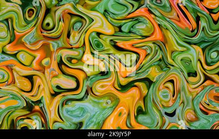 Background image of melting plastic. Colors include yellow, green ...