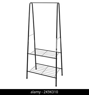 Metal floor hanger with shelves. Isolated from the background. Interior ...