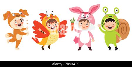 Funny Children Wearing Animal Costumes Stock Vector Image & Art - Alamy