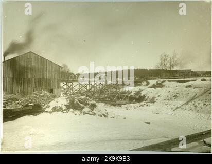 Klintfors. State Railways, SJ. Bridge site at Klintforsån in June 1911 ...