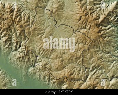Berovo, municipality of Macedonia. Colored elevation map with lakes and ...