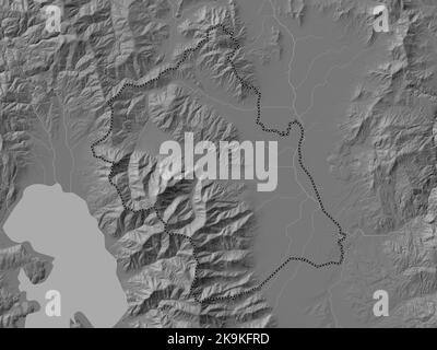 Bitola, municipality of Macedonia. Elevation map colored in sepia tones ...