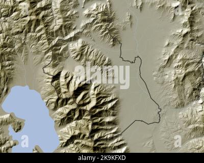Bitola, municipality of Macedonia. Colored elevation map with lakes and ...