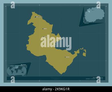Brvenica, municipality of Macedonia. Solid color shape. Corner ...