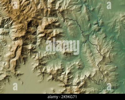 Caska, municipality of Macedonia. Elevation map colored in wiki style ...