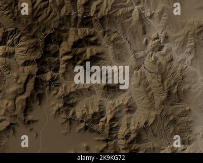 Caska, municipality of Macedonia. Colored elevation map with lakes and ...