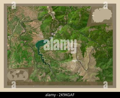 Debar, municipality of Macedonia. High resolution satellite map. Corner ...