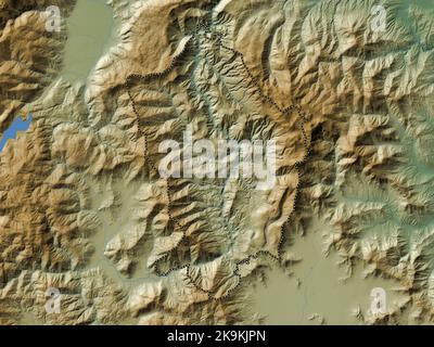 Makedonski Brod, municipality of Macedonia. Colored elevation map with ...