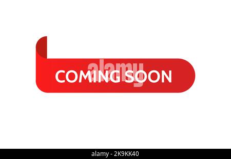 Coming soon promo labels. Red ribbons. Vector bage and banners Stock ...