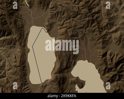 Ohrid, municipality of Macedonia. Colored elevation map with lakes and ...